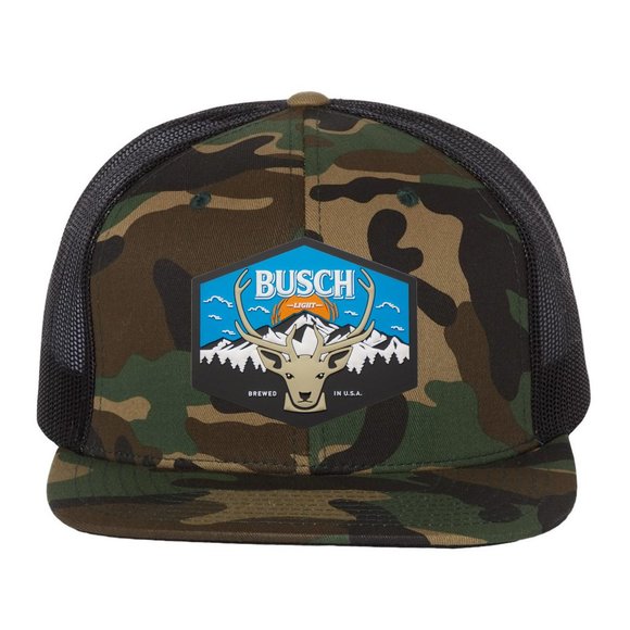 Nike | Accessories | Busch Light Mountain 3d Pvc Patch Wool Blend Flat Bill Hat Army Camo Black ...